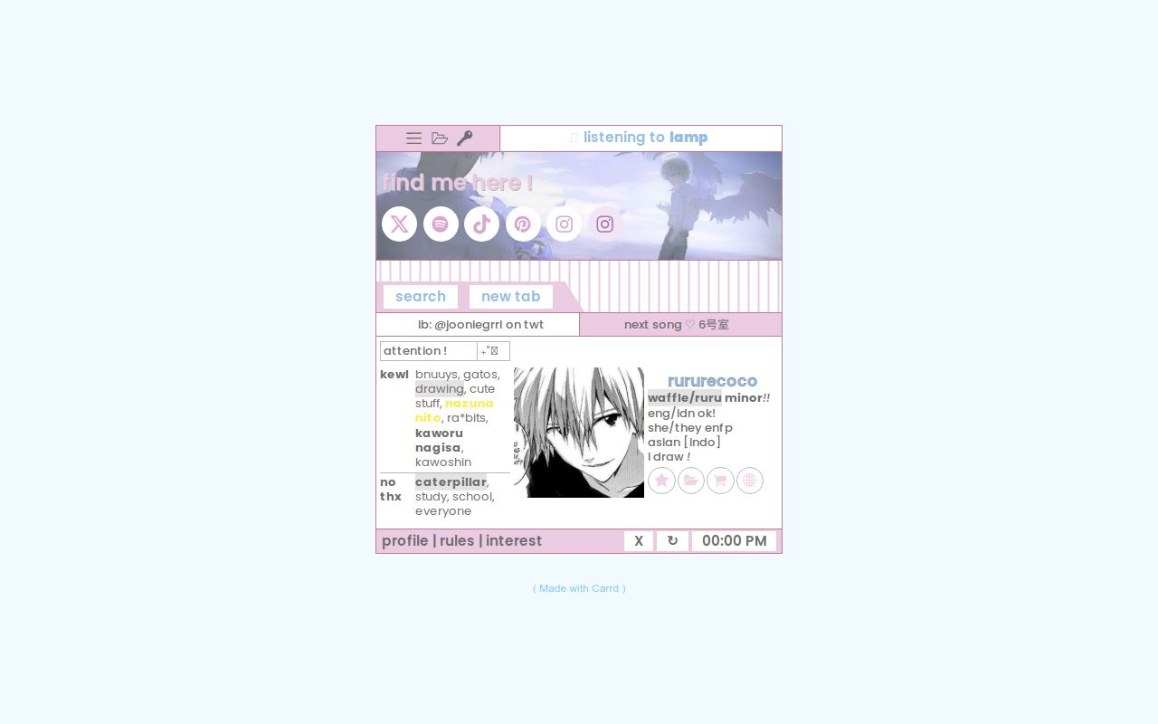 ruru's carrd ꒰ᐢ. .ᐢ꒱₊˚⊹